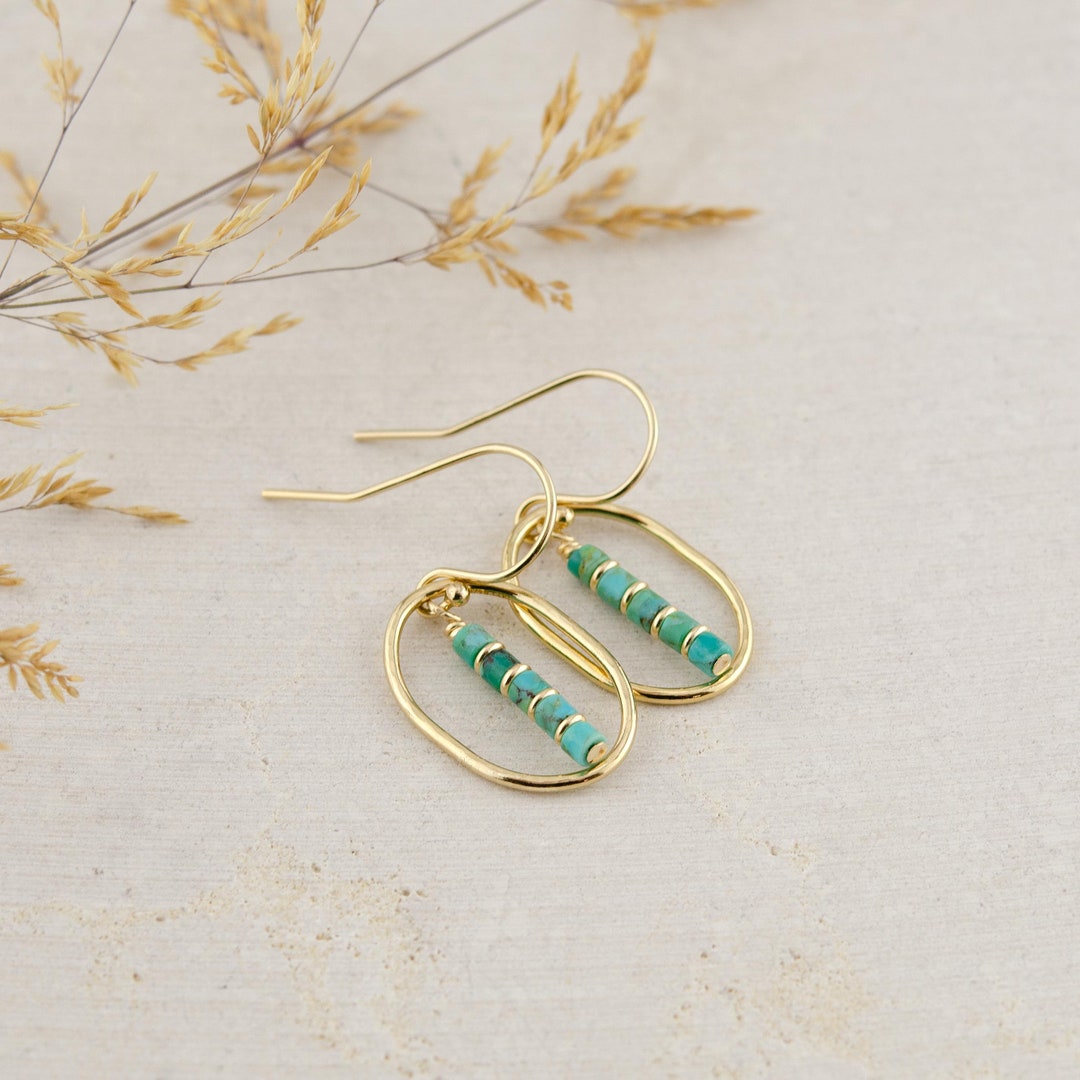 Gold Filled Turquoise Dangle Earrings, December Birthstone Jewelry ...