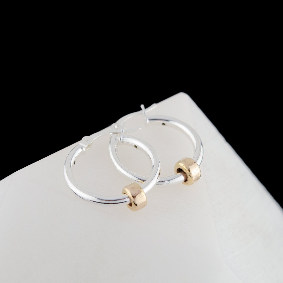 Mixed Metal Clip Closure Hoop Earrings Charm Hoop Earrings Latch Back ...