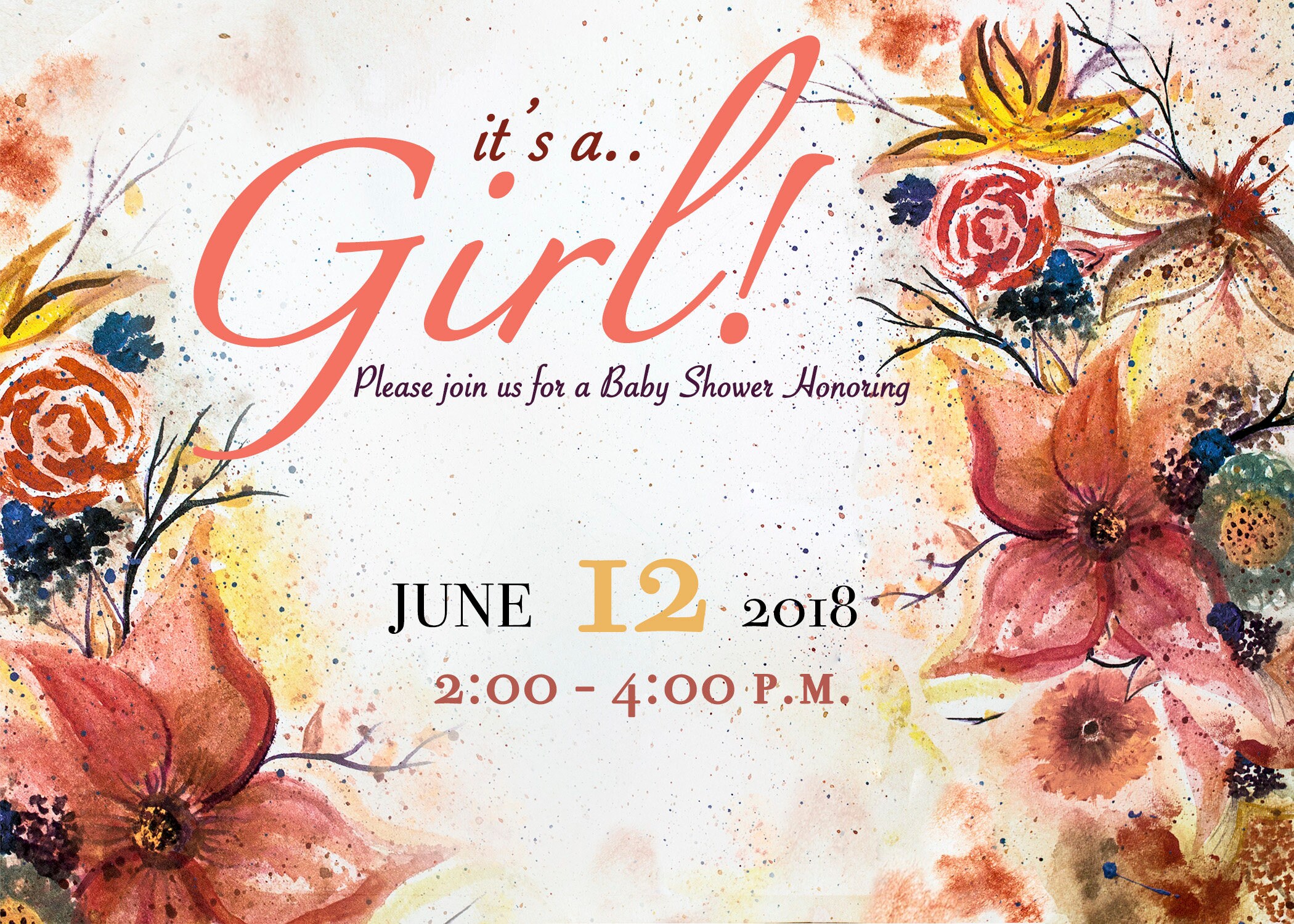 Watercolor Flower Painting - Border for Invitation & Background ...