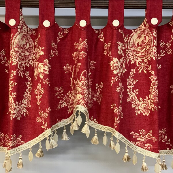 Red Toile Valance - Etsy