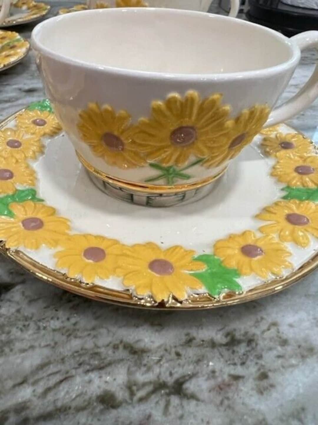 Vintage 1969 Duncan 50A Daisy Flower Tea Coffee Cup Plaster Ceramic ...