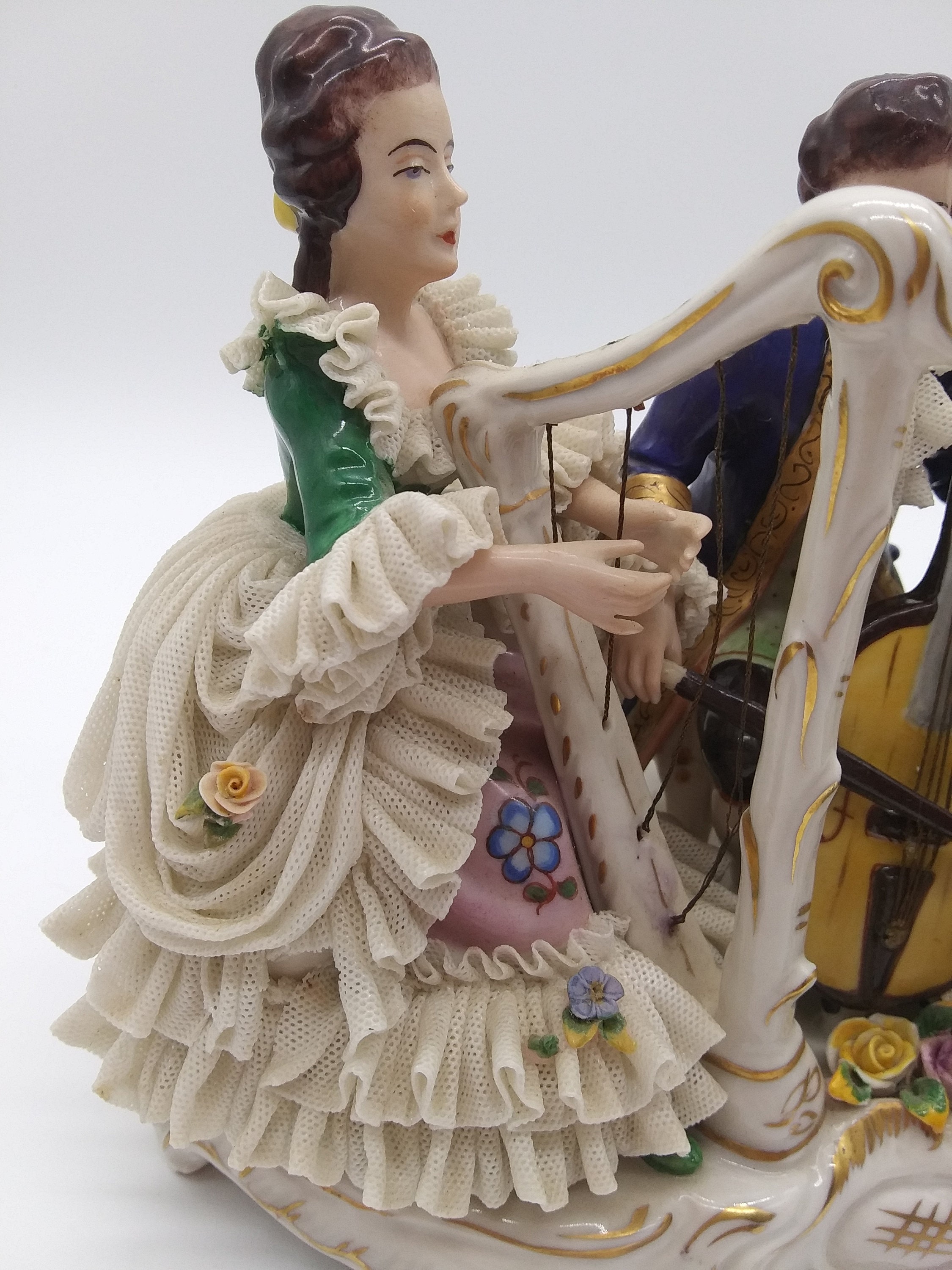 Antique Martha Budich Dresden Germany Porcelain Lace Drape #620 Three ...