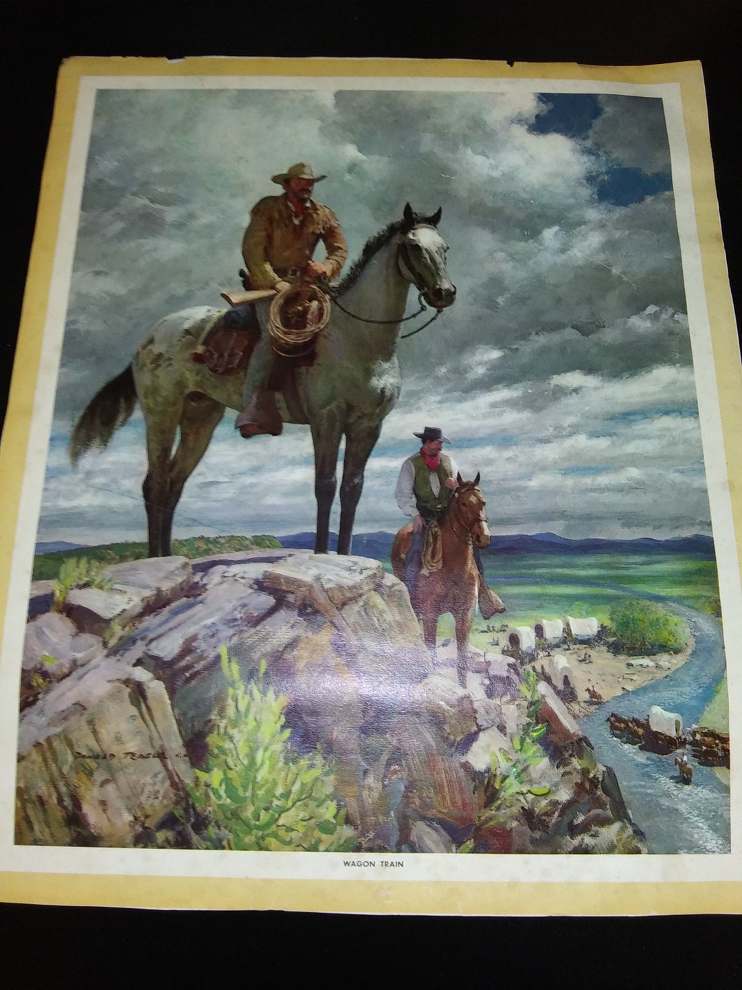 Vintage Donald Teague Art Lithograph Print wagon - Etsy