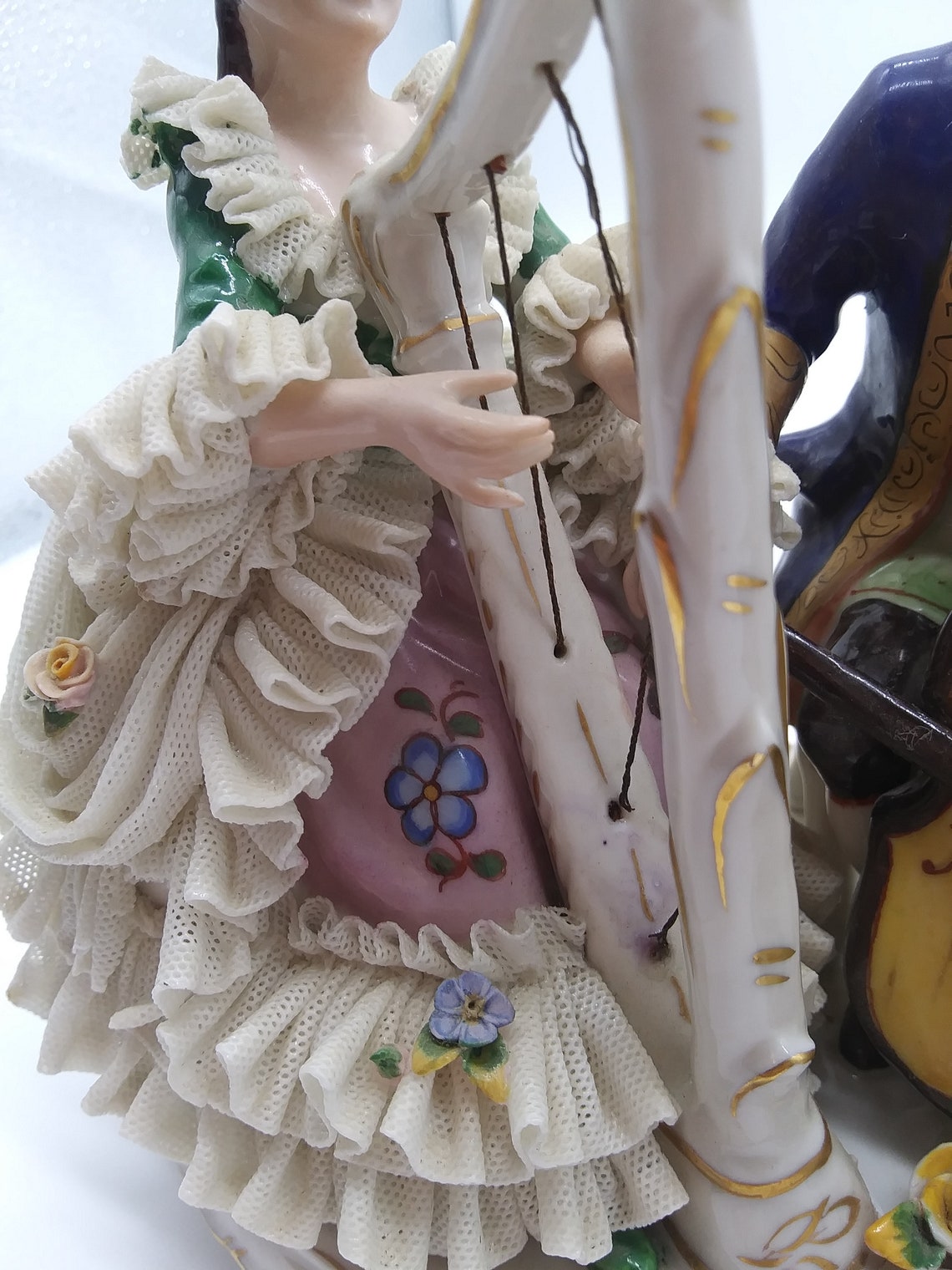 Antique Martha Budich Dresden Germany Porcelain Lace Drape #620 Three ...