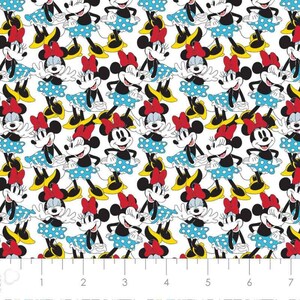 Minnie Mouse Cotton Fabric by the Yard, Mickey and Friends Mickey True ...