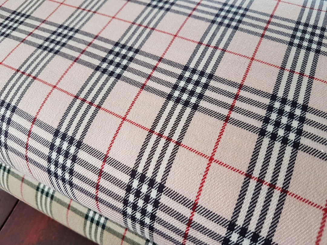 Thompson Tartan Fabric: Black and Pink Poly Viscose, Italian Fashion - Etsy