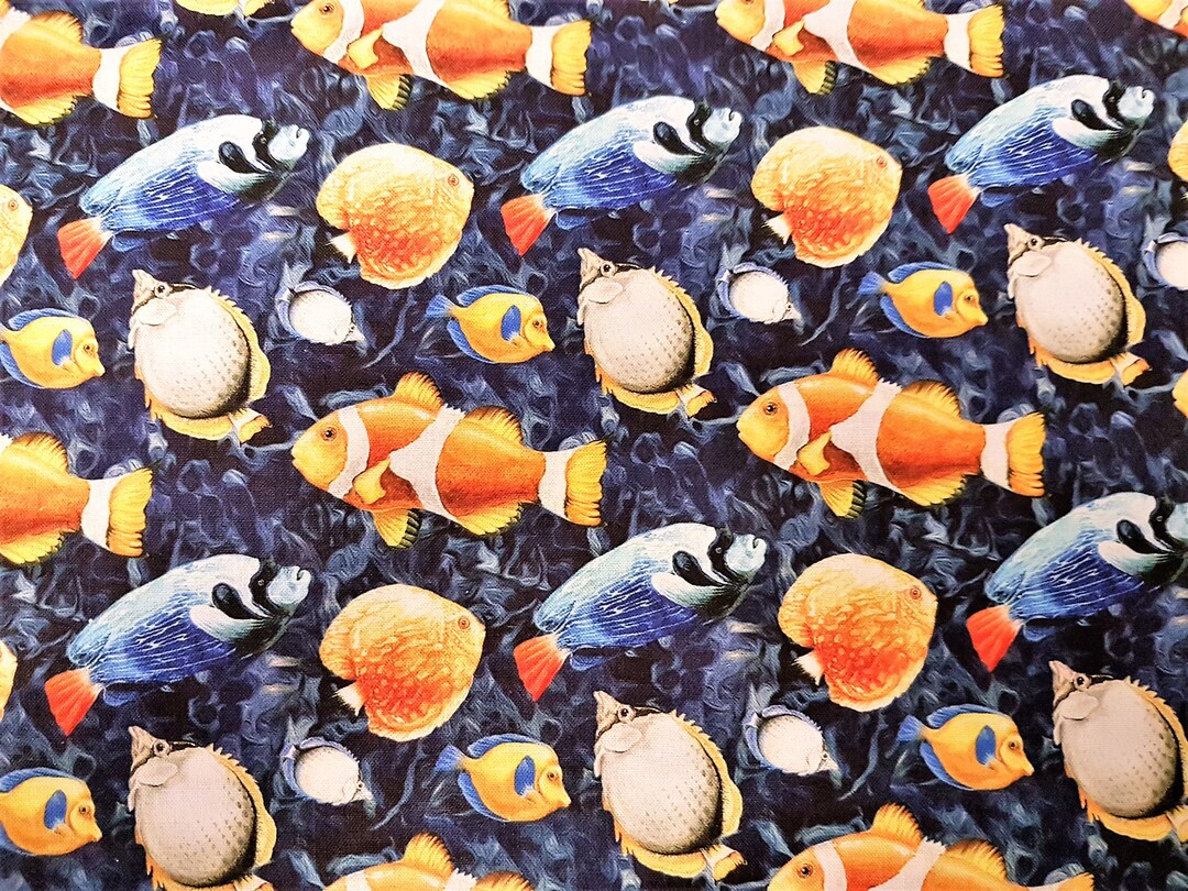 Fish Fabric by the Yard, Toss Clown Fish, Dore Fish Fabric by Lovina ...