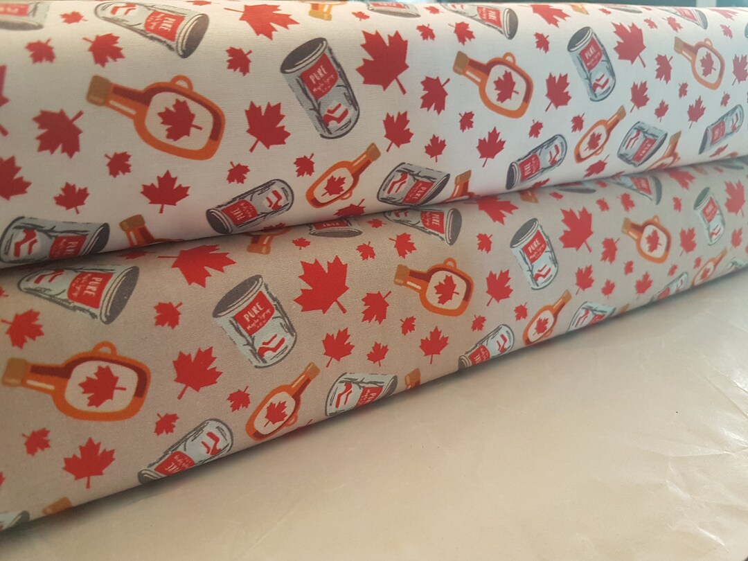 Maple Leaf Fabric by the Yard, Maple Syrup Fabric, Canadian Maple Syrup ...