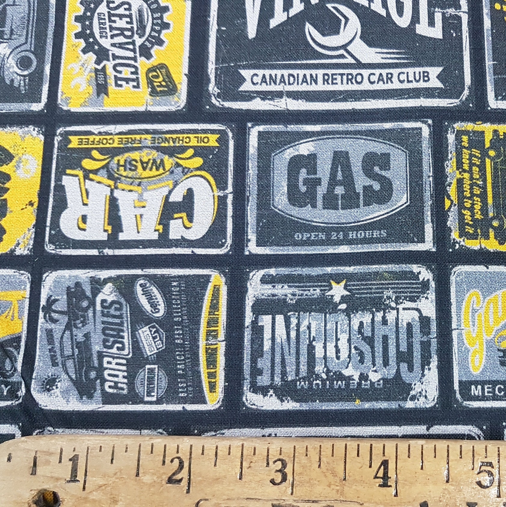 Vintage Car Sign Fabric: Retro Automotive Cotton Fabric - Etsy
