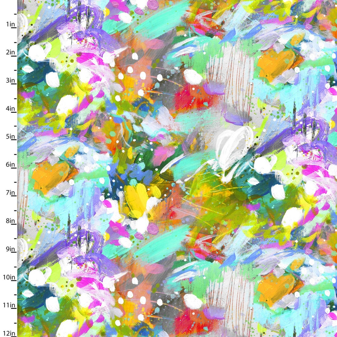 Abstract Floral Fabric by the Yard, Joy Blooms Collection, 3 Wishes ...