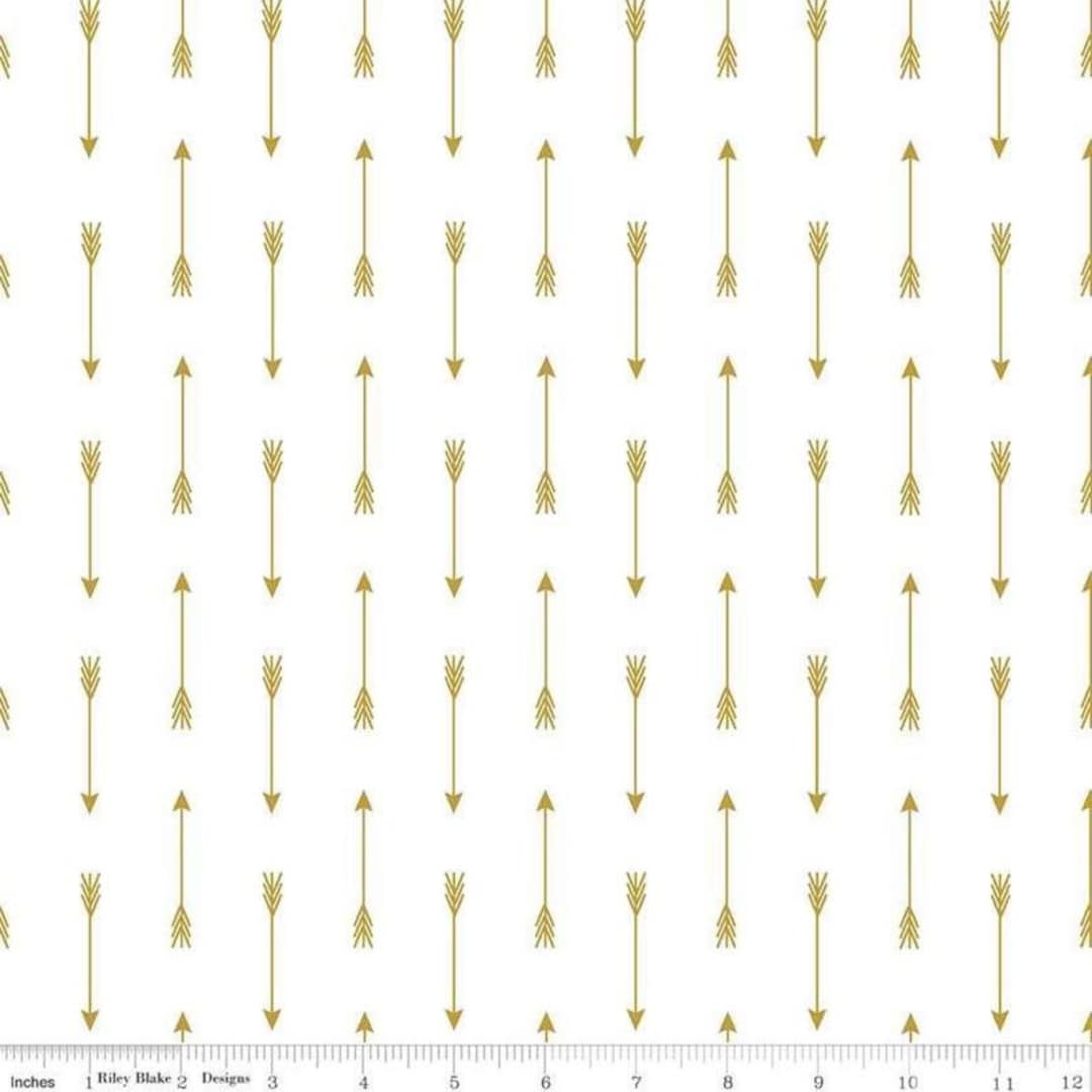 Gold Arrow Fabric, White and Metallic Gold Arrow Fabric, White and Gold ...