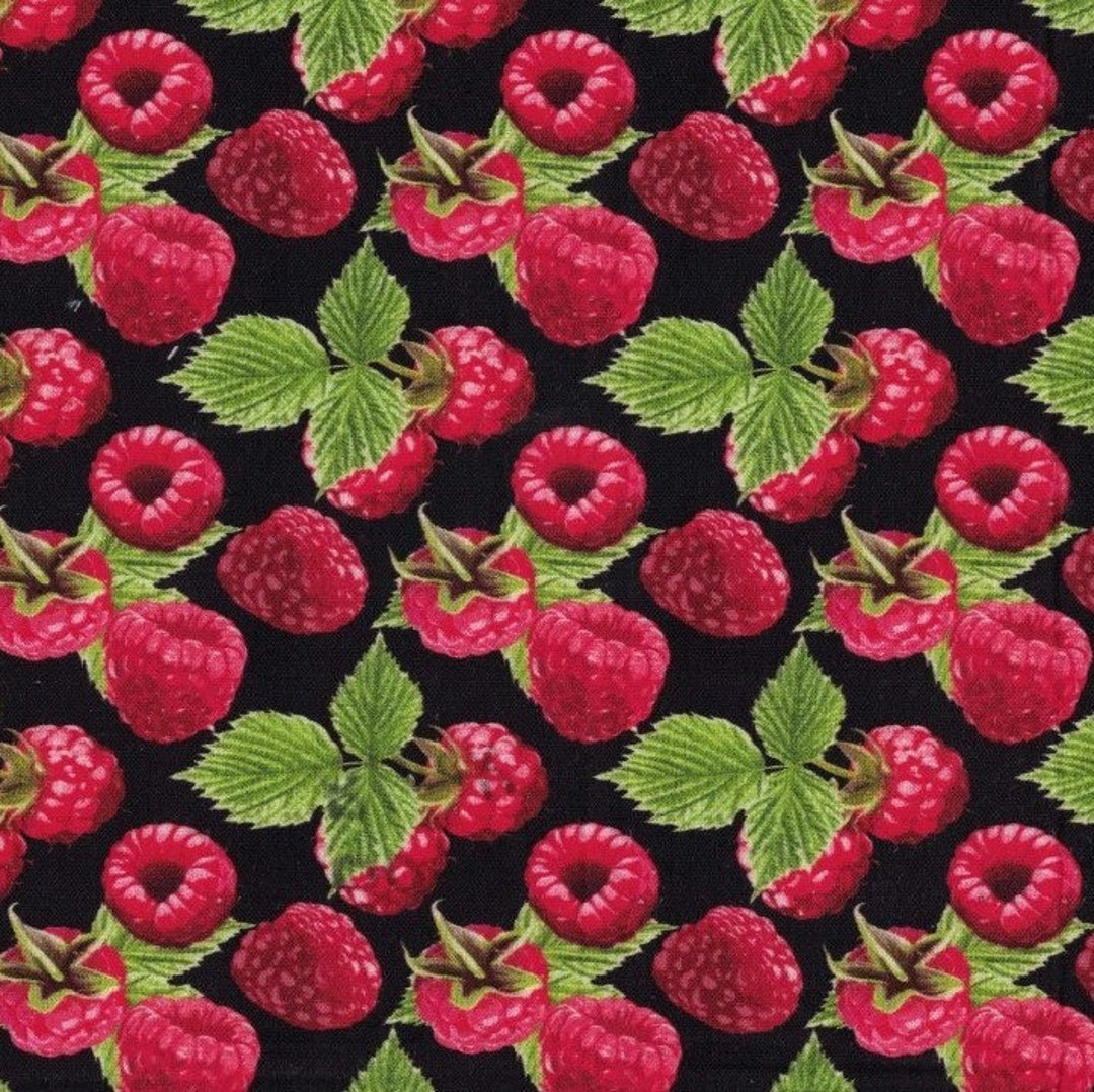 Raspberry Fabric by the Yard, Fruit Fabric, Food Fabric, Premium 100% ...
