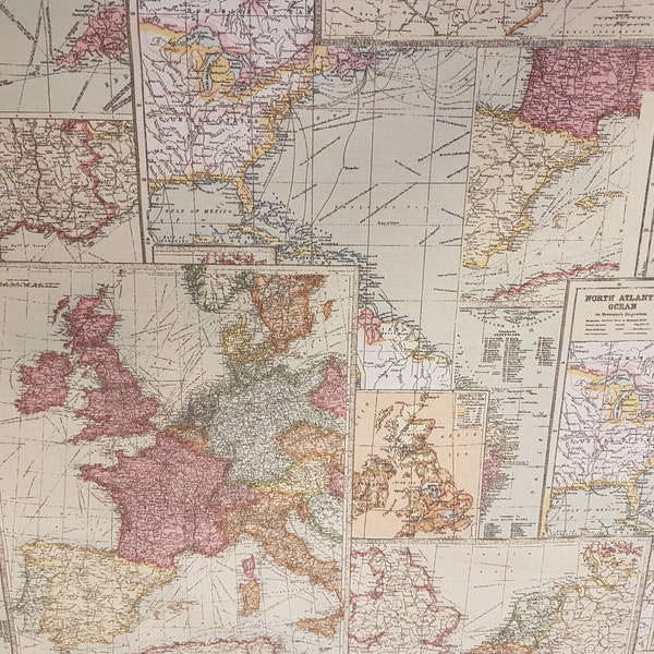 Map Fabric - Etsy