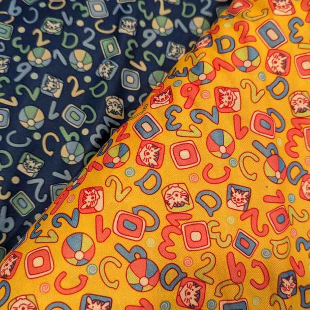 PUL Fabric, Alphabets and Numbers PUL on Navy Blue and Orange, Wet Bags ...