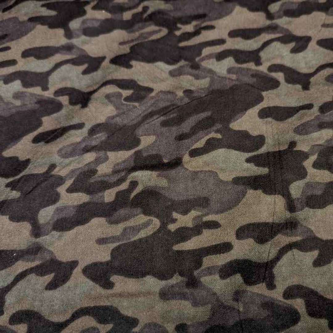 FLANNEL Camo Camouflage Army Beige, Brown and Black Flannel Fabric by ...