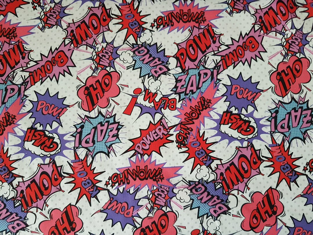 Comic Fabric, Text Fabric by the Yard, 100% Cotton, Fabric by the Metre ...
