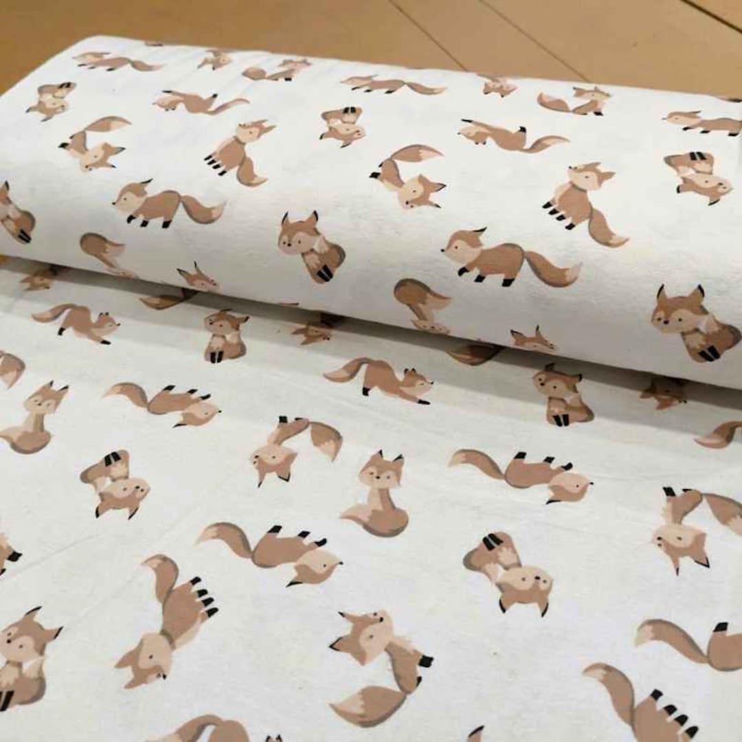 Fox Flannel Fabric: Cream Cotton, Baby Projects (by the Yard/metre) - Etsy
