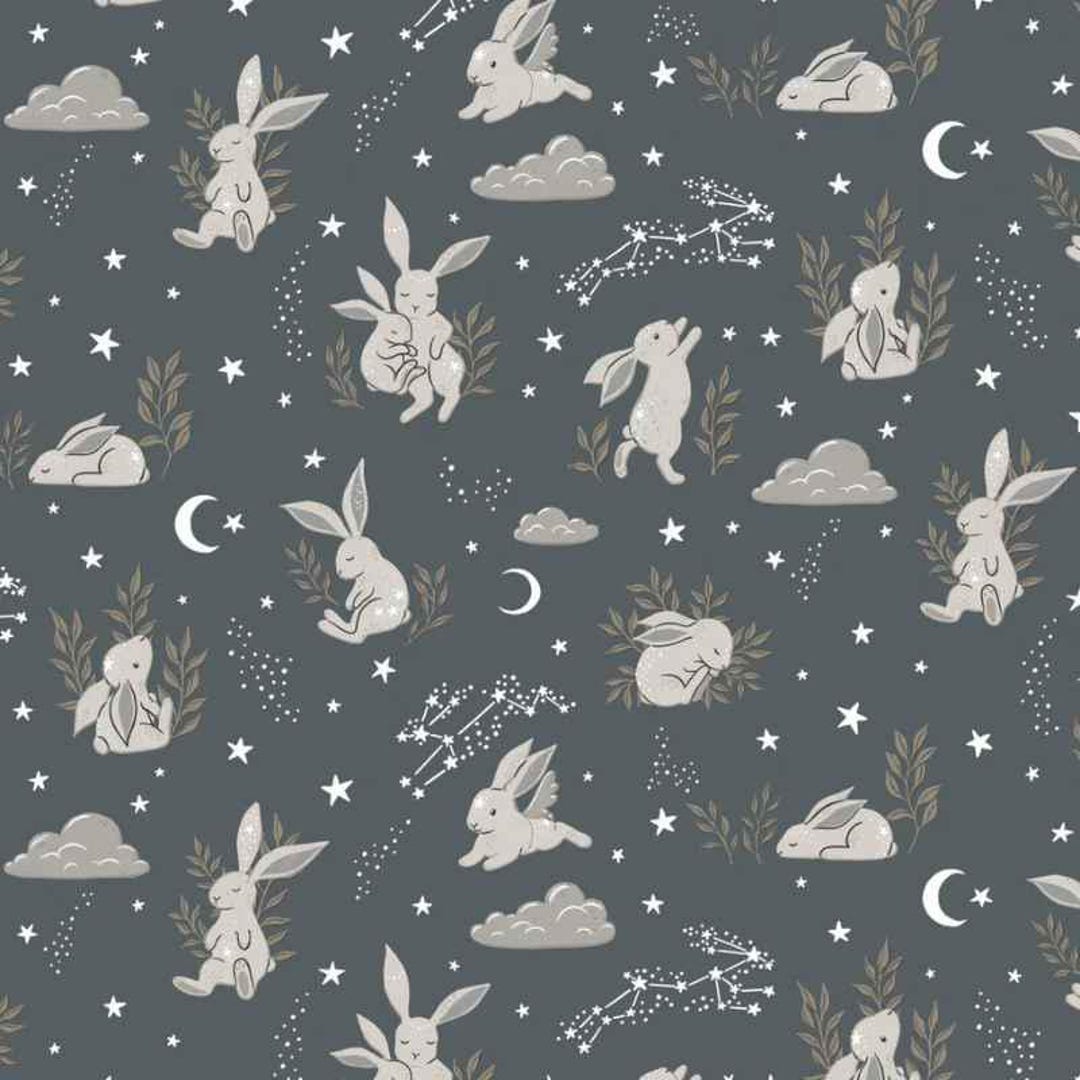 Bunny Rabbit FLANNEL, Grey, Fabric by the Yard, Bunny Dreams, 82230101B ...