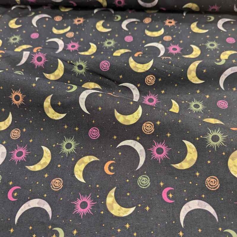 Moonlight Crescent Moon, 3 Wishes Digitally Printed, Cotton Fabric by ...