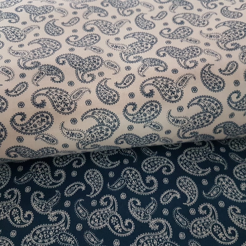 Navy Blue Paisley Fabric - Etsy