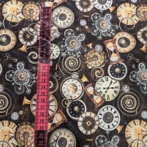 Multi-clock Toss, Clock Fabric, Steampunk by Dan Morris for QT Fabrics ...