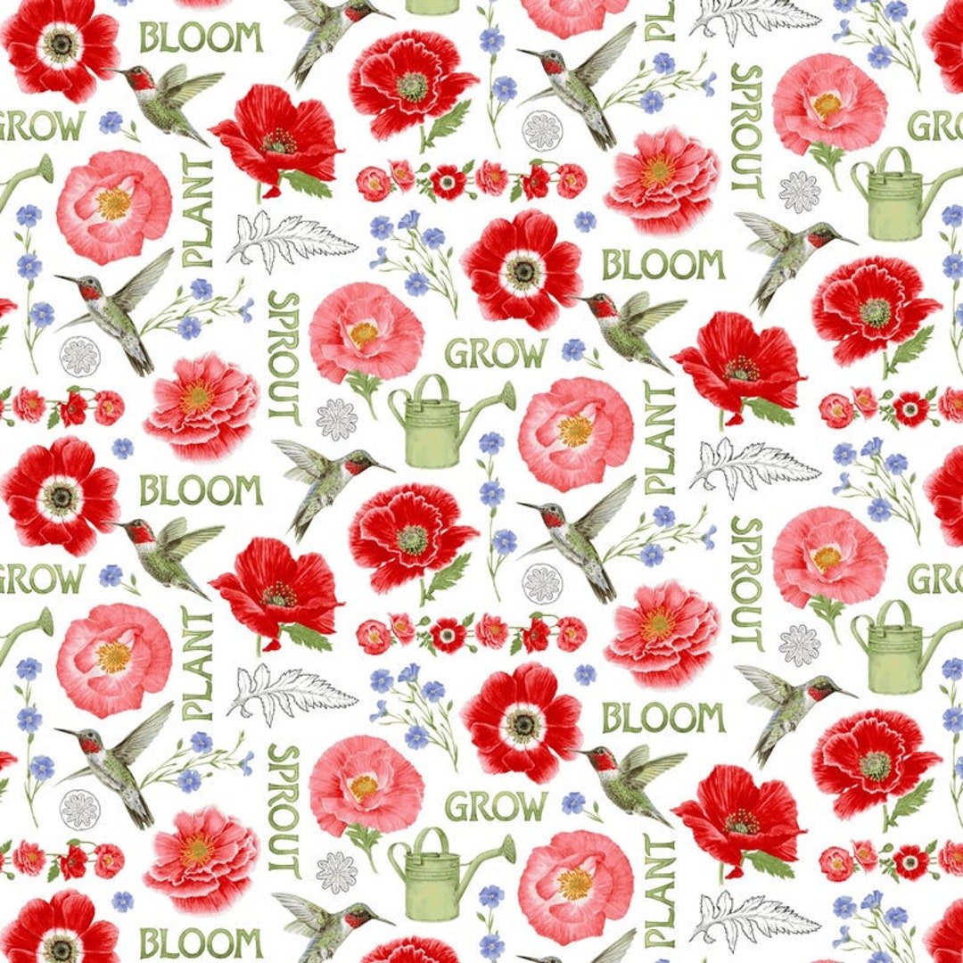 Poppy Fabric by the Yard, Poppy Meadows, Henry Glass 100% Cotton Fabric ...