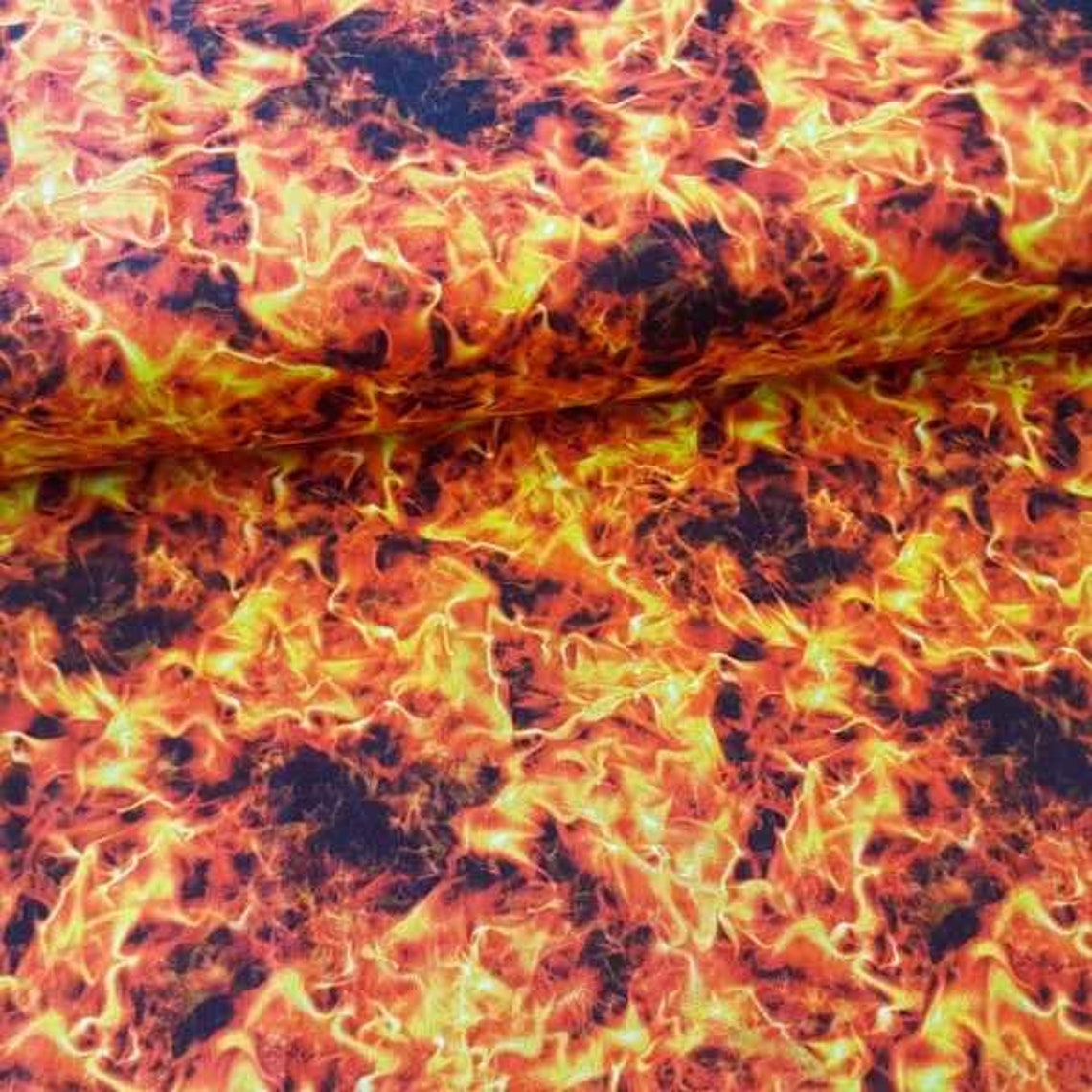Hot Fire and Flames Fabric by the Yard, Orange Fire Fabric, 100% ...