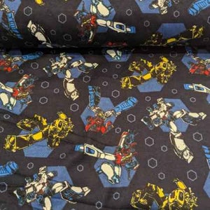 Transformer FLANNEL, Robots Navy Blue, Kids Boys Cotton Flannel Fabric ...