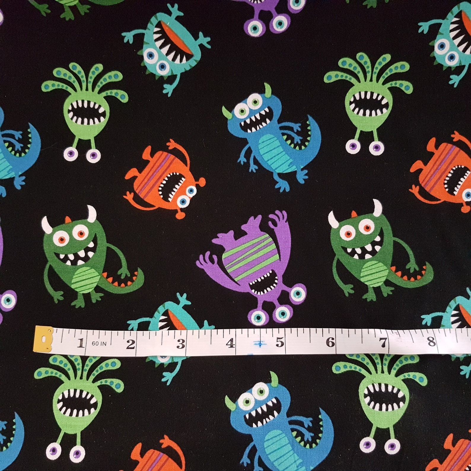 Monster Fabric 100% Cotton Halloween Fabric Black Alien - Etsy