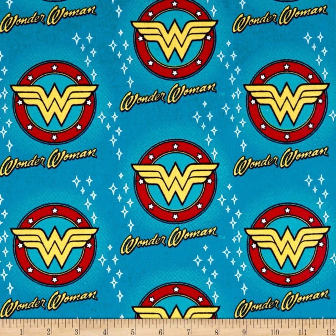 Wonder Woman Flannel Fabric: Blue Cotton Print by the Yard - Etsy