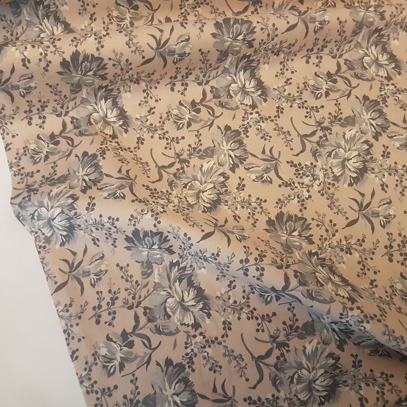 Gray Floral Fabric - Etsy