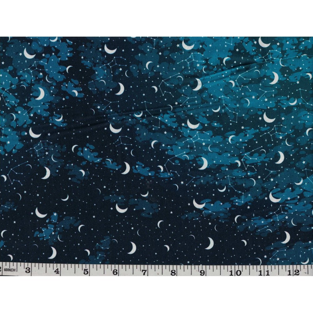 Constellation Cotton Fabric: Celestial Moon Print, 44" Wide - Etsy