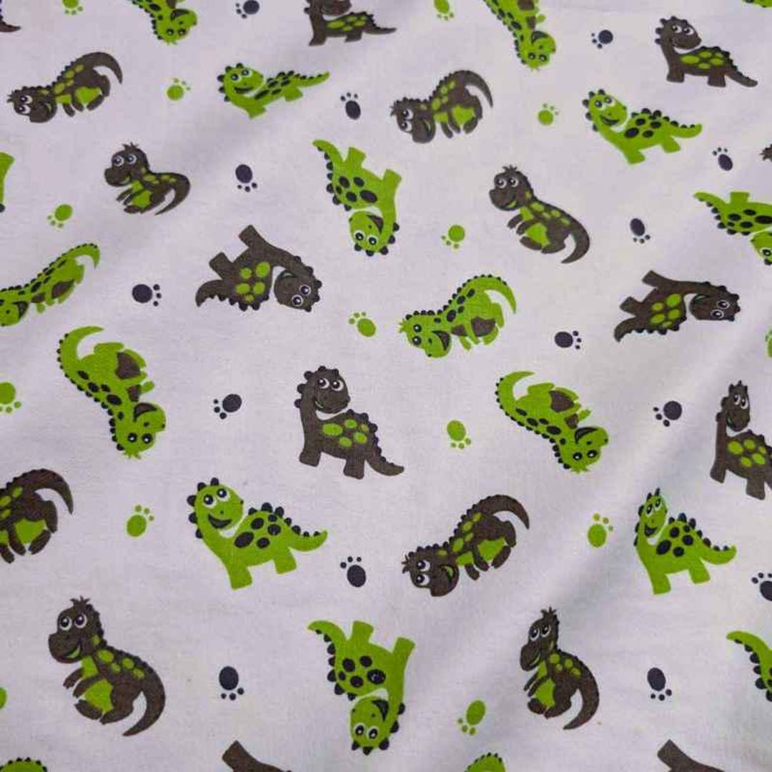 Little Dinosaur FLANNEL, Green and Grey, Fabric by the Yard - Etsy