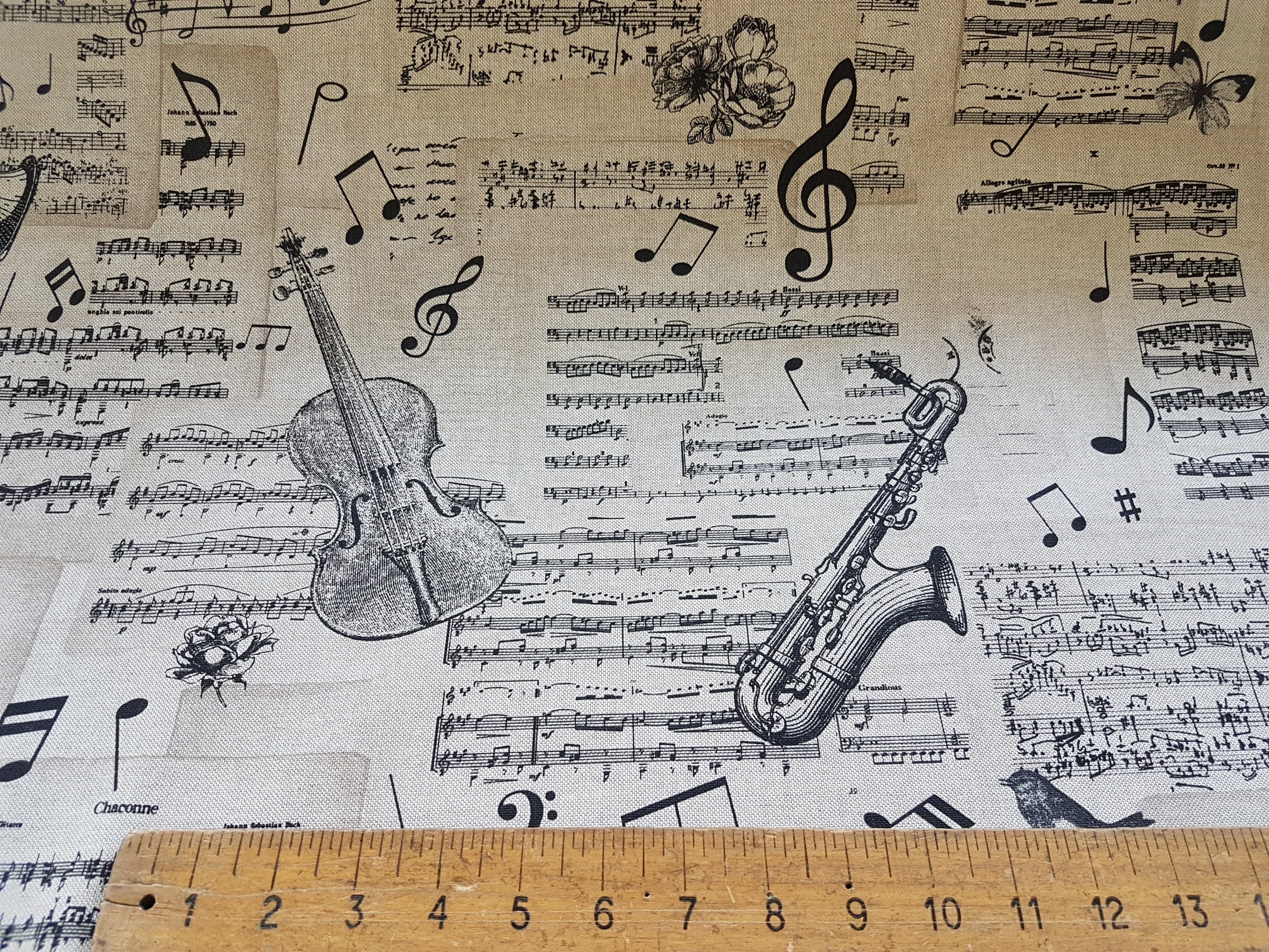 Violin & Music Notes Fabric for Curtains Upholstery Cotton - Etsy