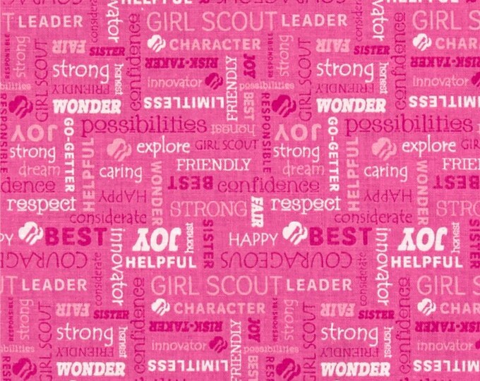 Girl Scout Text Pink Riley Blake Girl Scout Fabric by the Yard, Fabric ...