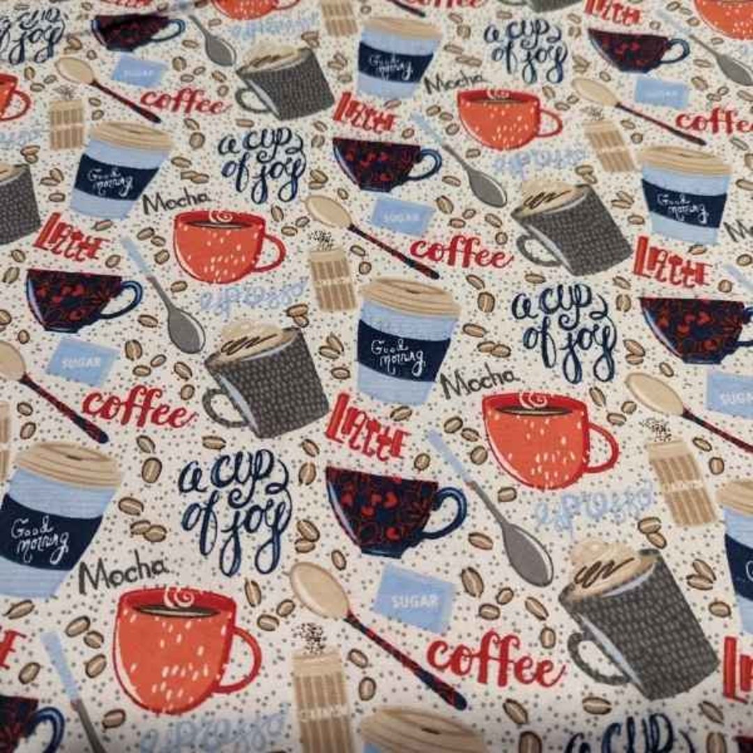 Coffee Cup FLANNEL, Cup of Joy Super Snuggle Flannel Fabric by the Yard ...