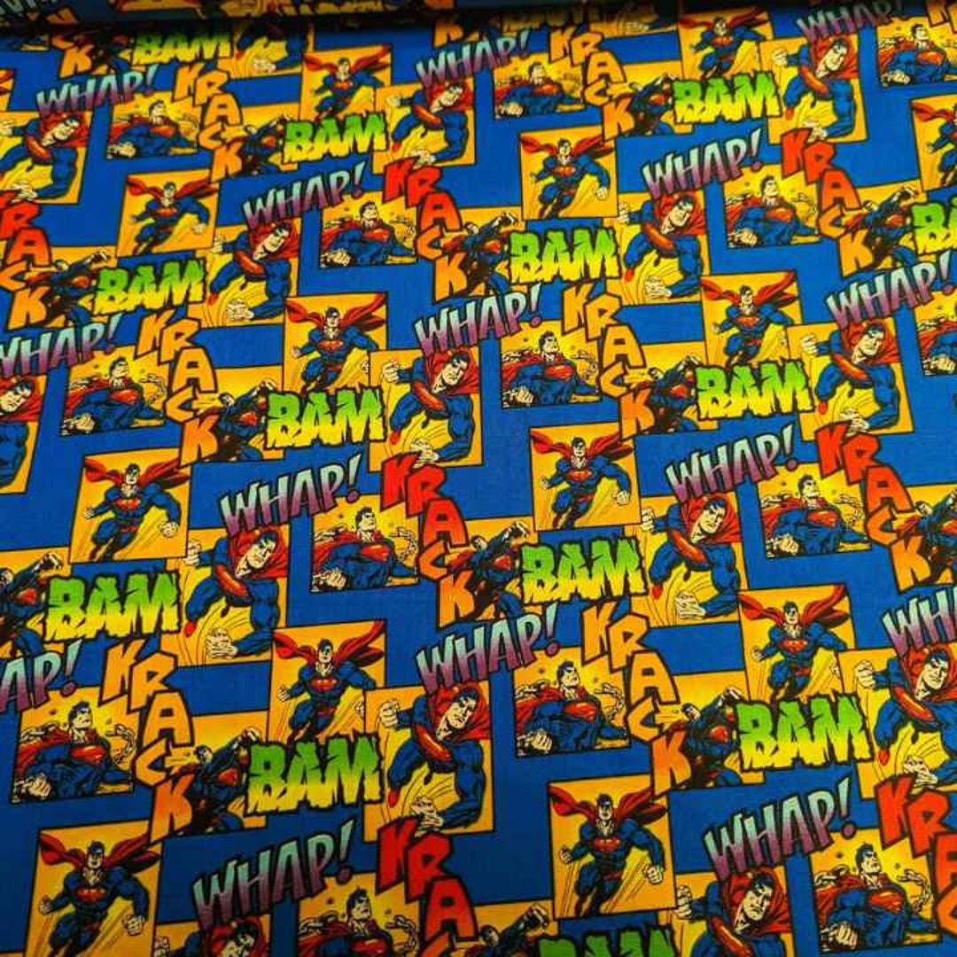 Superman Bam, Whap, Krack Camelot Fabrics Superman DC Comics Fabric by ...