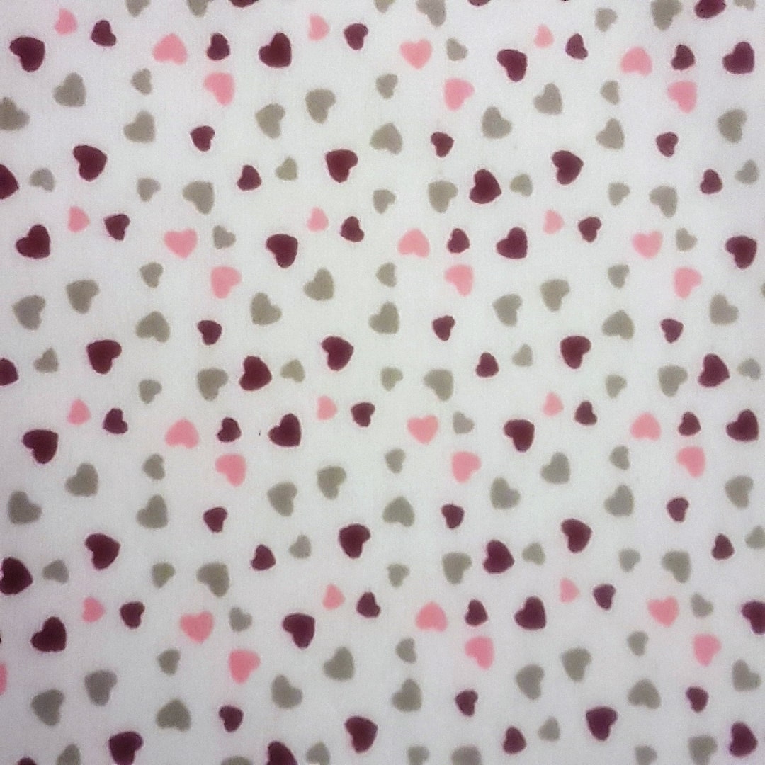 Hearts Flannel, Heart Toss on White FLANNEL, Valentine, Fabric by the ...