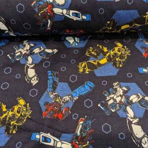 Transformer FLANNEL, Robots Navy Blue, Kids Boys Cotton Flannel Fabric ...