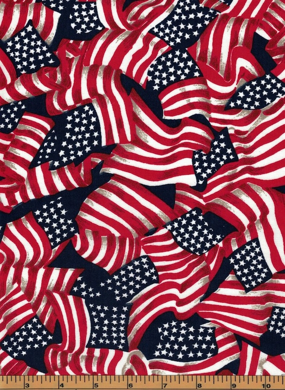 American Flag Cotton Fabric by the Yard - Etsy