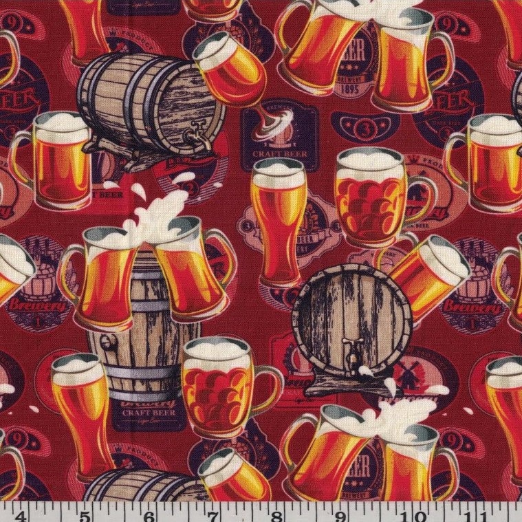 Cheers Fabric Beer Fabric Beer & Keg Fabric on Amber Black - Etsy