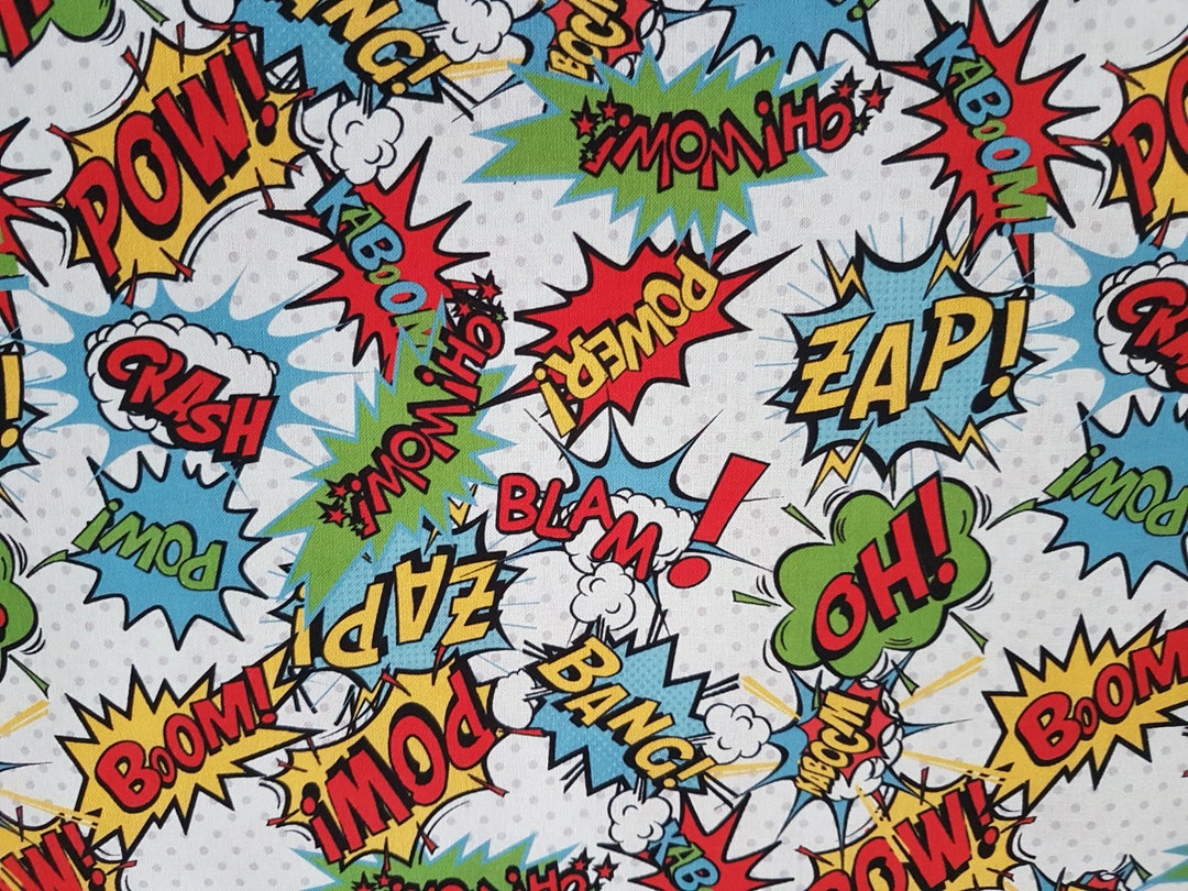 Comic Text Fabric by the Yard, Animated, Quilting Cotton - Etsy