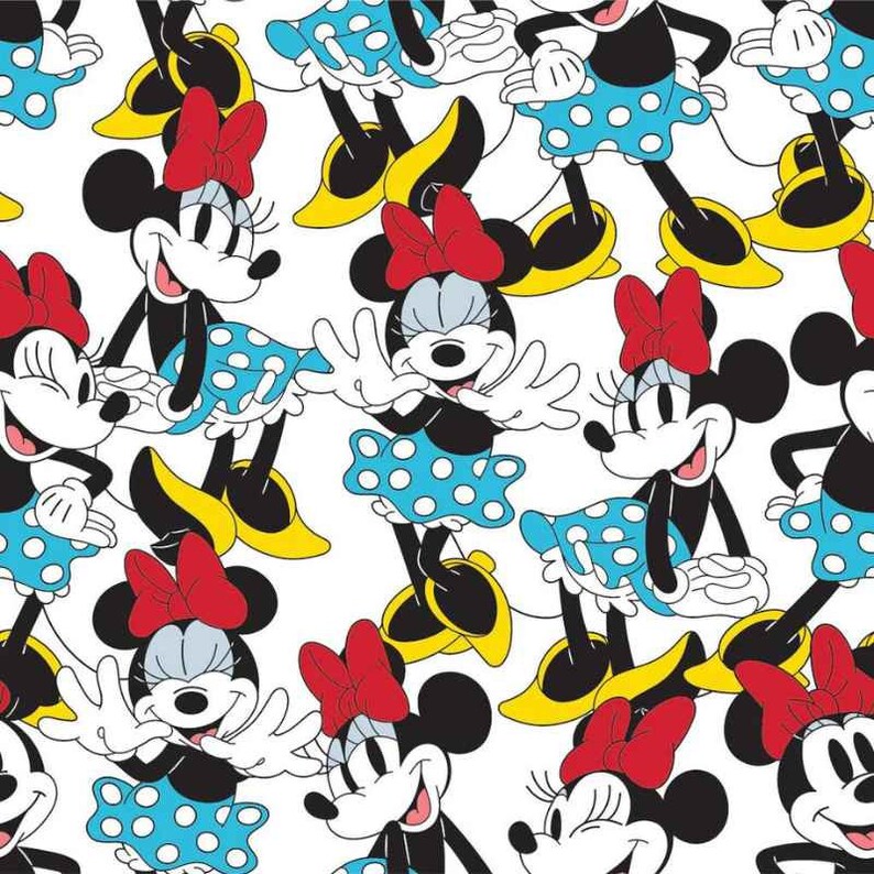 Minnie Mouse Cotton Fabric by the Yard Mickey and Friends - Etsy