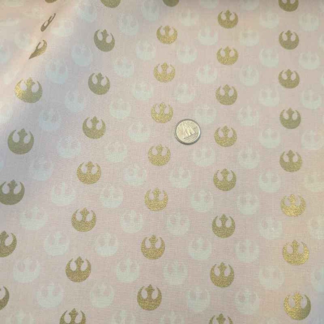 Star Wars Rebel Alliance Emblem on Pink With Gold Metallic, Starbird, 100% Cotton, Camelot ...