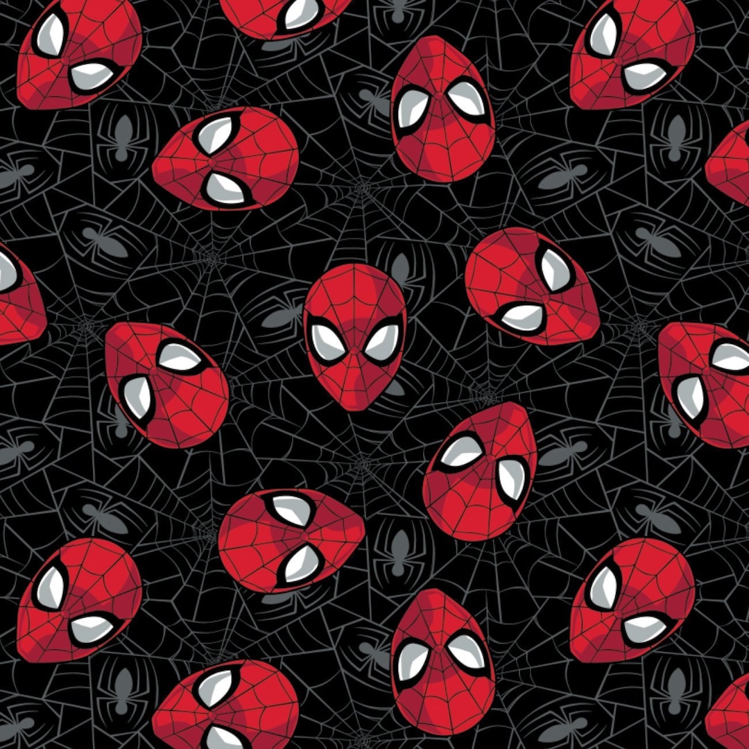 Spiderman Cotton Fabric by the Yard, Spiderman Fabric, Marvel Kawaii II ...
