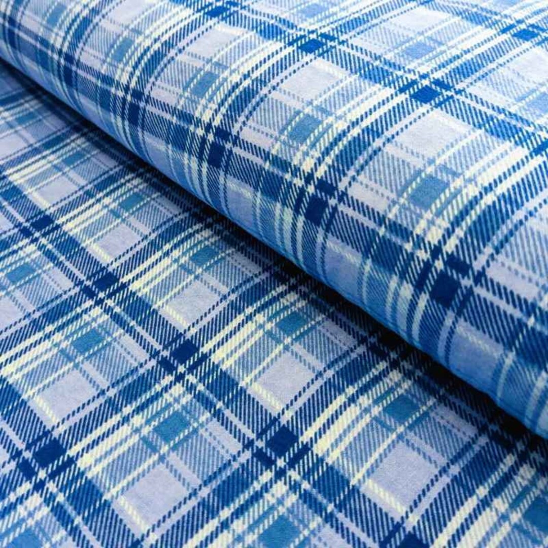Plaid FLANNEL, Blue and White Flannel, Fabric by the Yard - Etsy