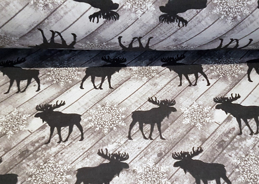 Moose Flannel Fabric: White Wood Panel, 100% Cotton by the Yard - Etsy