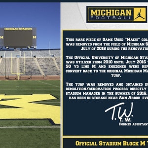 Michigan Wolverines Game Used Piece of Turf From the Famous "block M ...