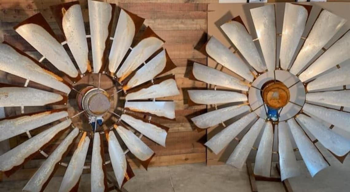 Barn Metal Windmill Ceiling Fan the Patriot Fan - Etsy