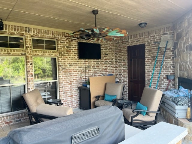 Royston Turquoise Windmill Ceiling Fan the Patriot Fan - Etsy